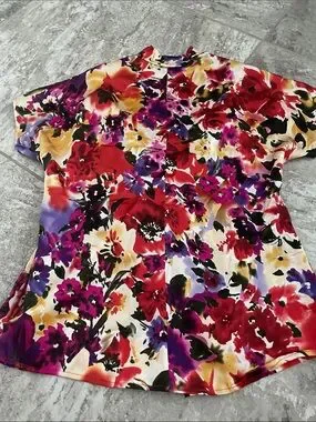 Anne Klein | Tops | Anne Klein Vibrant Floral Twistfront Silk Blouse ...